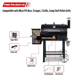 Grill Replacement Parts Kit Induction Fan,Upgraded 2.0 RPM Auger Motor, Fire Burn Pot and Hot Rod Ignitor, Power Cord Compatible with Traeger Pit Boss Z Grills Camp Chef Wood Pellet Grills