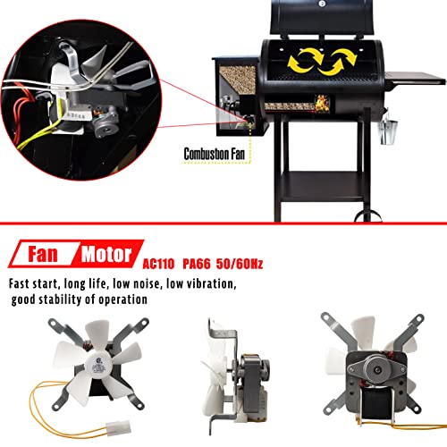 Grill Replacement Parts Kit Induction Fan,Upgraded 2.0 RPM Auger Motor, Fire Burn Pot and Hot Rod Ignitor, Power Cord Compatible with Traeger Pit Boss Z Grills Camp Chef Wood Pellet Grills