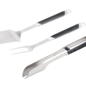 Everdure by Heston Blumenthal Premium Pack of 3 BBQ Tool Kit: Brushed Stainless Steel Tongs, Spatula and Fork with Soft Grip Handles and Hang Zone