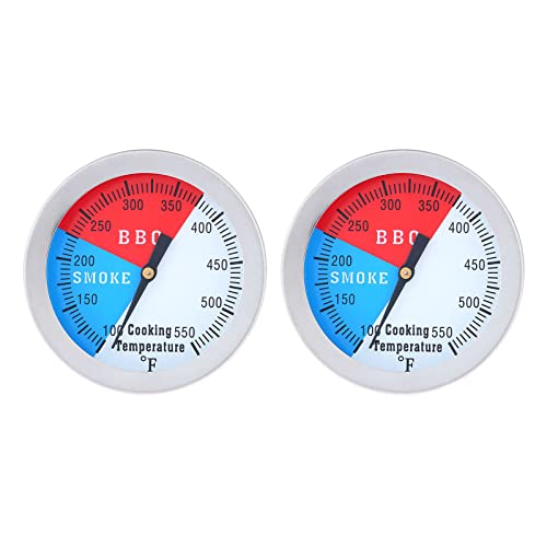 2PCS Grill Thermometer, BBQ Charcoal Grill Pit Smoker Temp Gauge with Fahrenheit and Heat Indicator for Smoker Grill Wood Charcoal Pit, Heat Indicator Grill Temp Thermometer