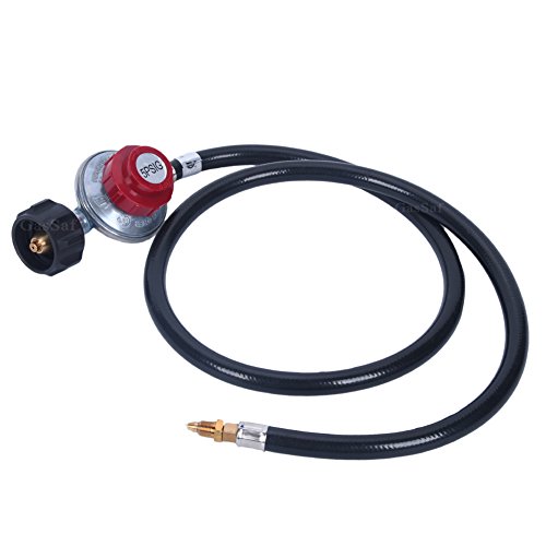 GasSaf High Pressure Propane Regulator Adjustable 0-5PSI Connector with CSA Certified 4FT LPG Hose for Turkey Fryer, Outdoor Cooker, Burner and More