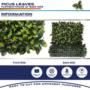 Windscreen4less Artificial Faux Ivy Leaf Decorative Fence Screen 20'' x 20" Boxwood/Milan Leaves Fence Patio Panel, Ficus 8 Pieces