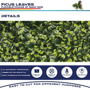 Windscreen4less Artificial Faux Ivy Leaf Decorative Fence Screen 20'' x 20" Boxwood/Milan Leaves Fence Patio Panel, Ficus 8 Pieces