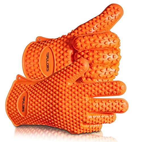 BBQ Grilling Gloves Oven Mitts Gloves for Cooking Baking Barbecue Potholder（Orange）