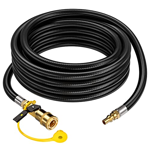 PatioGem 20 FT Quick Connect Propane Hose for RV to Grill, RV Propane Quick Connect Hose, Quick Disconnect Propane Hose Extension with 1/4"Safety Shutoff Valve for Grills, Griddles, Stove, Heater