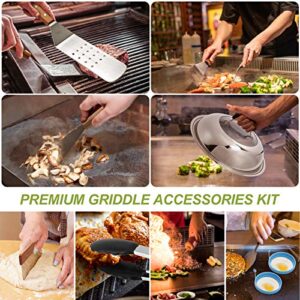 KITOOLBASE Griddle Accessories Compatible with Blackstone, Black Stone and Camp Chef, Flat Top Grill Accessories Kit, Outdoor Grille Accessories Set BBQ Tools with Griddle Spatula