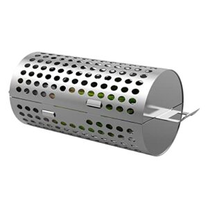 KEESHA BBQ Roller Grill Basket Vegetables & Fish Grill Basket - BBQ Grill Cooking Accessories for Outdoor Grill for Smokers / Pellet Grills / Charcoal Grills / Gas Grills - Perfect Grilling Gifts for Men, Stainless Steel