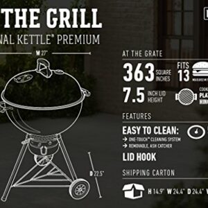 Weber Original Kettle Premium Charcoal Grill, 22-Inch, Black