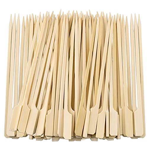 Enenes 200 Pack Bamboo Paddle Picks 6 Inch Natural Bamboo Kebab Skewers for Family Party Kebabs Grilling Accessories