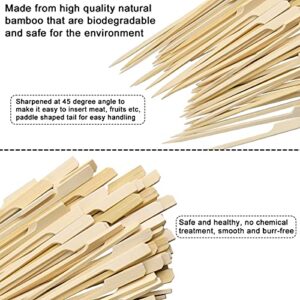 Enenes 200 Pack Bamboo Paddle Picks 6 Inch Natural Bamboo Kebab Skewers for Family Party Kebabs Grilling Accessories