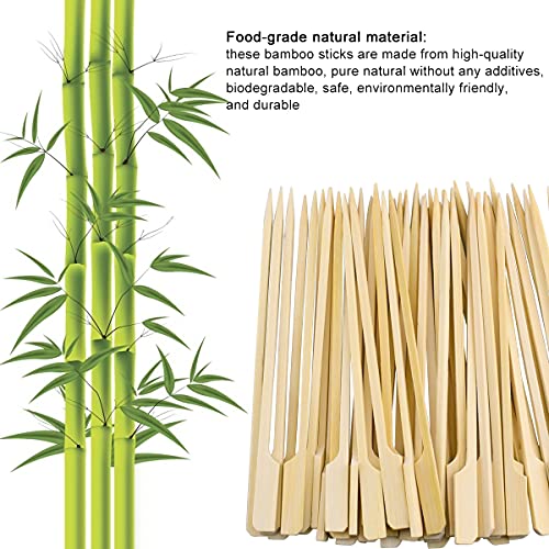 Enenes 200 Pack Bamboo Paddle Picks 6 Inch Natural Bamboo Kebab Skewers for Family Party Kebabs Grilling Accessories