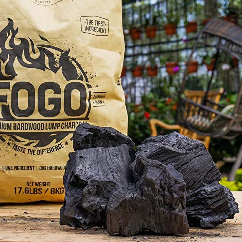 FOGO Super Premium Oak Restaurant Quality All-Natural Large Sized Hardwood Lump Charcoal for Grilling and Smoking, 17.6 Pound Bag