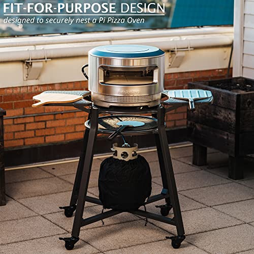 Solo Stove Portable Pi Stand | Outdoor Stand for Pi Pizza Oven on Wheels, With Shelf & Gas Tank Storage, Split Table Top, Powder-Coated Stainless Steel, Dimensions (LxW): 47.3 x 38.1 in, 45 lbs, Black