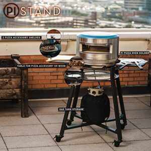 Solo Stove Portable Pi Stand | Outdoor Stand for Pi Pizza Oven on Wheels, With Shelf & Gas Tank Storage, Split Table Top, Powder-Coated Stainless Steel, Dimensions (LxW): 47.3 x 38.1 in, 45 lbs, Black