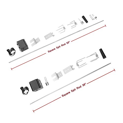 Royal Gourmet Universal Complete Rotisserie Kit for Grills, 36’’/50’’, 8x8 mm Square Spit Rod, Stainless Steel