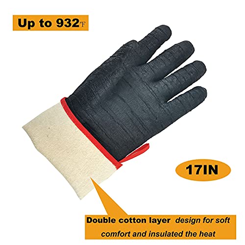 Turkey Fryer BBQ Gloves Heat Resistant Cooking Grilling Glove 14 inches, 932°F Heat Proof Oven/Smoker/Barbecue Gloves for Handling Heat Food on Your Fryer/Waterproof/Fireproof