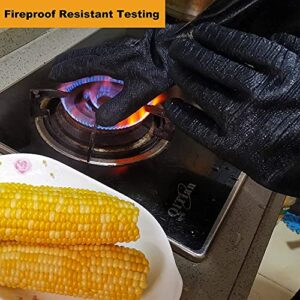 Turkey Fryer BBQ Gloves Heat Resistant Cooking Grilling Glove 14 inches, 932°F Heat Proof Oven/Smoker/Barbecue Gloves for Handling Heat Food on Your Fryer/Waterproof/Fireproof