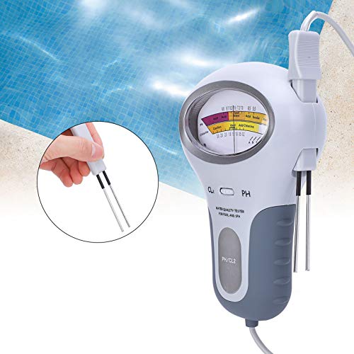 2 in 1 Ph Meter Salt Water Tester for Pools, Water Quality Chlorine Tester, Portable Digital Moisture Meter, Ph Tester Chlorine Tester for Pool Monitoring System