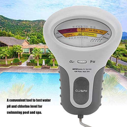 2 in 1 Ph Meter Salt Water Tester for Pools, Water Quality Chlorine Tester, Portable Digital Moisture Meter, Ph Tester Chlorine Tester for Pool Monitoring System