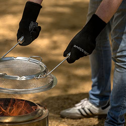 Solo Stove High Heat Gloves, Grill/BBQ Gloves, Oven Mitts, Heat-Resistant up to 450°F, Non-Slip, Black, One Size