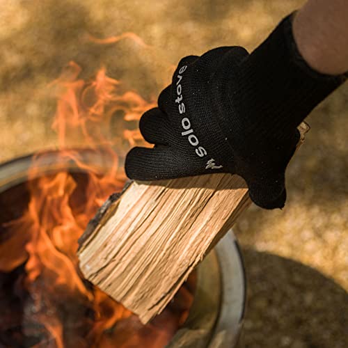 Solo Stove High Heat Gloves, Grill/BBQ Gloves, Oven Mitts, Heat-Resistant up to 450°F, Non-Slip, Black, One Size