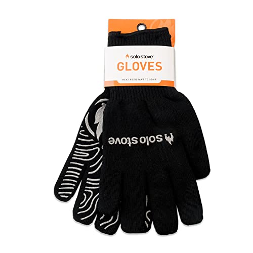 Solo Stove High Heat Gloves, Grill/BBQ Gloves, Oven Mitts, Heat-Resistant up to 450°F, Non-Slip, Black, One Size