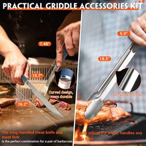 Griddle Accessories kit for Blackstone, 27 PCS Flat Top Grill Accessories with 17.4 Inch Extra Long Griddle Spatula Scraper and Basting Cover, Griddle Tools Set for Outdoor, Hibachi and Teppanyaki