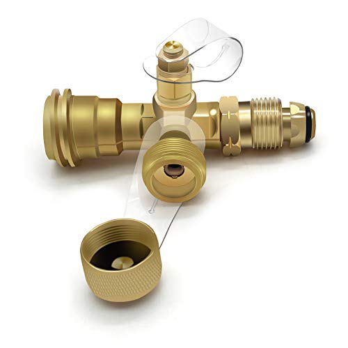 MCAMPAS Propane Cylinder Brass Tee with 4 Port Adapter for Motorhomes Tank RV Camping