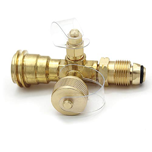 MCAMPAS Propane Cylinder Brass Tee with 4 Port Adapter for Motorhomes Tank RV Camping