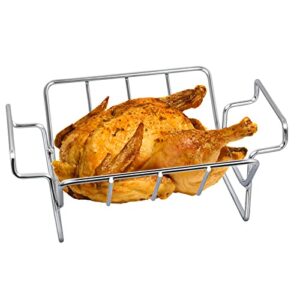 burly grill turkey rack turkey toasting rack for big green egg, bbq rib rack for smoking turkey smoker roasting rack roaster pan stainless steel for large big green egg and kamado joe pit boss