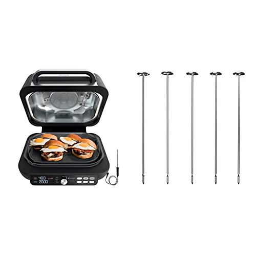 Ninja IG651 Foodi Smart XL Pro 7-in-1 Indoor Grill/Griddle Combo, Black with 120KY300 Foodi Grill Kebab Skewers, 7.25 Inches, Stainless Steel