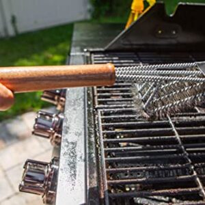 BBQ-AID All Angles BBQ Grill Brush for Outdoor Grill – Cleans All Angles, Large Wooden Handle, and Stainless Steel Bristles - BBQ Brush for Grill Cleaning – Grill Cleaner Brush Safe for BBQ and Grill