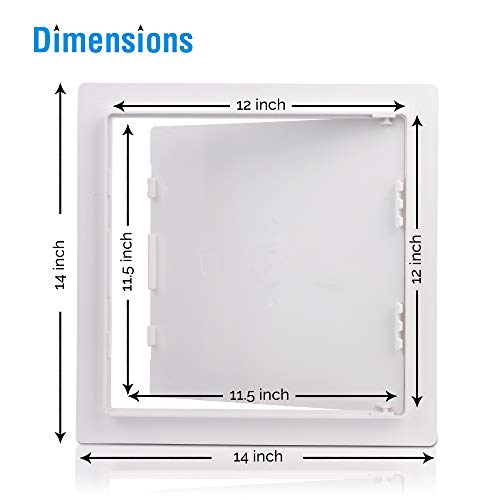 Morvat Access Panel 12x12 Inch for Drywall & Ceiling with Door, Heavy-Duty Durable ABS Plastic & Easy Install Access Box, Wall Hole Cover Plate for Plumbing & Electrical Cables & Wiring, White, 2 Pack