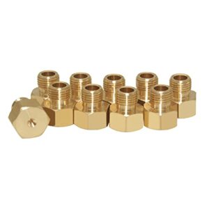 hooshing 10pcs propane gas orifice nozzle propane lpg gas pipe water heater diy burner parts m5 x 0.5mm orifice size 0.65mm brass jet nozzles