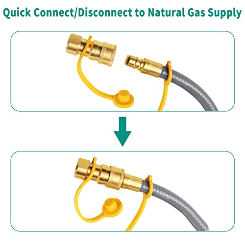 5249 Propane to Natural Gas Conversion Kit for Grill, Compatible with Blackstone 28"/36" Griddles, Rangetop Combo, Single Burner Rec Stove & Tailgater, 10FT Gas Hose & 3/8" Quick Connect Fitting