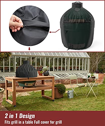 NUPICK Grill Cover for Large Big Green Egg, Kamado Joe Classic Grill, Heavy Duty and Waterproof Grill Cover