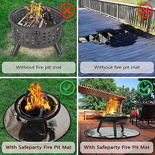 Safeparty Fire Pit Mats for Under Fire Pit - (38" Large) 3 Layers Premium Round Fire Pit Mat for Deck, Patio, Grass and Composite, Fire Pit Pad, Fire Mat, Fireproof Mat for Fire Pit Grill BBQ Smoker