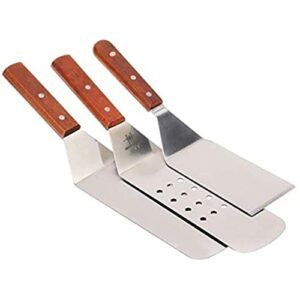 rui smart solution house 3 pcs stainless steel spatula set with wood handle,metal spatula slotted turner with wood handle,teppanyaki spatulas