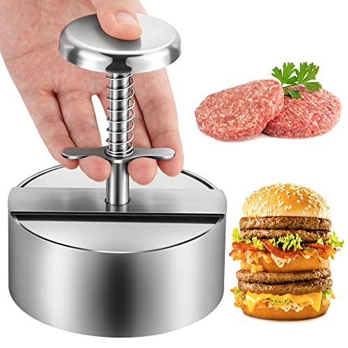 XLVLVH Burger Press Maker,Adjustable 304 Stainless Steel Hamburger Patty Maker,Non Stick Hamburger Press Patty Maker,Ideal for Beef, Vegetables, Burgers and BBQ, 4.52 inch