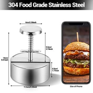 XLVLVH Burger Press Maker,Adjustable 304 Stainless Steel Hamburger Patty Maker,Non Stick Hamburger Press Patty Maker,Ideal for Beef, Vegetables, Burgers and BBQ, 4.52 inch