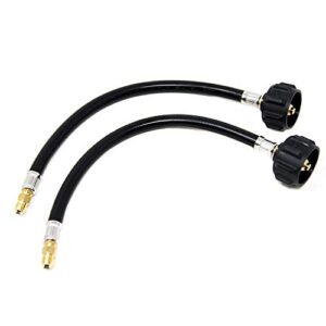 GasOne 2152-01 1/4 Male Inverted Flare with Standard QCC Tank Type-Suitable for Dual Regulator 2 Pack-RV Propane Hose Pigtail, Black