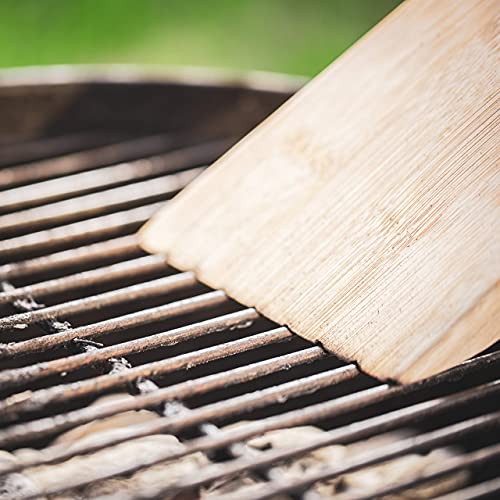 Charware Classic Grill Scraper: Premium Non-Bristle Wooden Grill Cleaner Non-Wire BBQ Brush - Premium 100% Pine 17" Cleaning Brush Wooden Grill Paddle Tool with Bottle Opener (Smoked Pine)