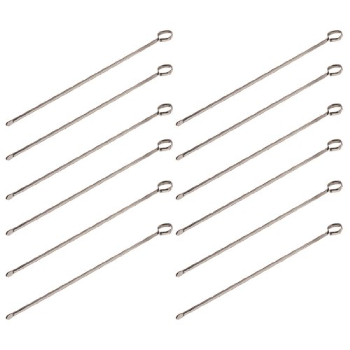 NEW, 8-Inch Long Stainless Steel Skewers, Barbecue Skewers, BBQ Skewers, Ring-Tip Handle, 1-Dozen Product Name