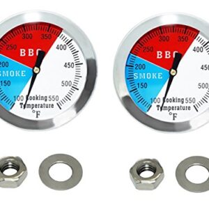 2 inch BBQ Thermometer Gauge 2 Pcs Charcoal Grill Pit Smoker Temp Gauge Grill Thermometer Replacement for Smoker Grill Wood Charcoal Pit, Grill Temp Thermometer