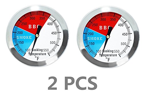 2 inch BBQ Thermometer Gauge 2 Pcs Charcoal Grill Pit Smoker Temp Gauge Grill Thermometer Replacement for Smoker Grill Wood Charcoal Pit, Grill Temp Thermometer