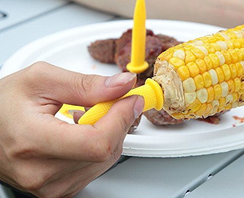 Fashionclub Corn on The Cob Holders Skewers BBQ Twin Prong Sweetcorn Holder Fork Kitchen Tool Pack of 10