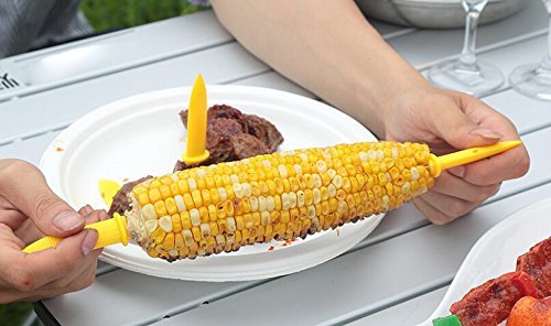 Fashionclub Corn on The Cob Holders Skewers BBQ Twin Prong Sweetcorn Holder Fork Kitchen Tool Pack of 10