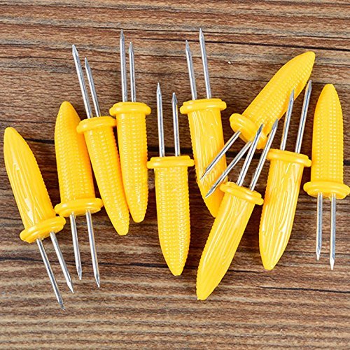 Fashionclub Corn on The Cob Holders Skewers BBQ Twin Prong Sweetcorn Holder Fork Kitchen Tool Pack of 10