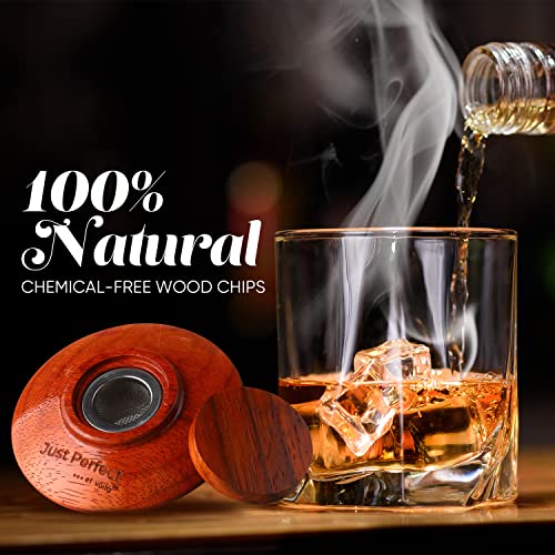 Just, Perfect and Regular Cocktail Smoker Kit with Torch, 6 Flavors Wood Chips, 4 Marble Ice Cubes, 1 Bonus Drinking Cards Game- Old Fashioned Wood Smoker for Whiskey | Cheese | Gift for Bourbon Drinks Lovers (No Butane)