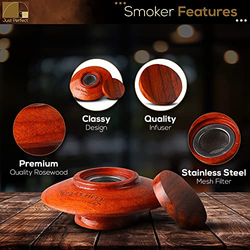 Just, Perfect and Regular Cocktail Smoker Kit with Torch, 6 Flavors Wood Chips, 4 Marble Ice Cubes, 1 Bonus Drinking Cards Game- Old Fashioned Wood Smoker for Whiskey | Cheese | Gift for Bourbon Drinks Lovers (No Butane)